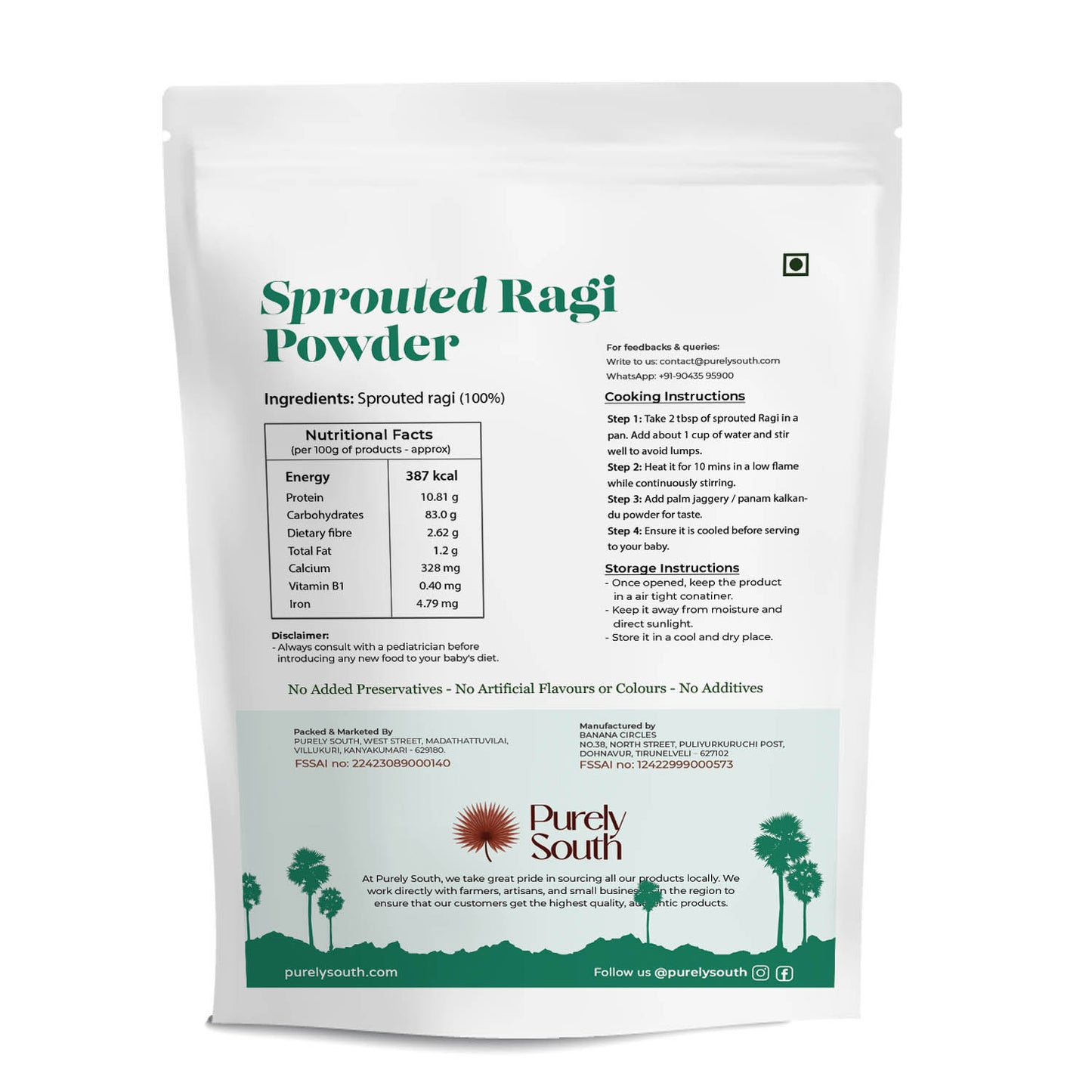 Sprouted Ragi Powder for Babies | Porridge Mix Baby Food