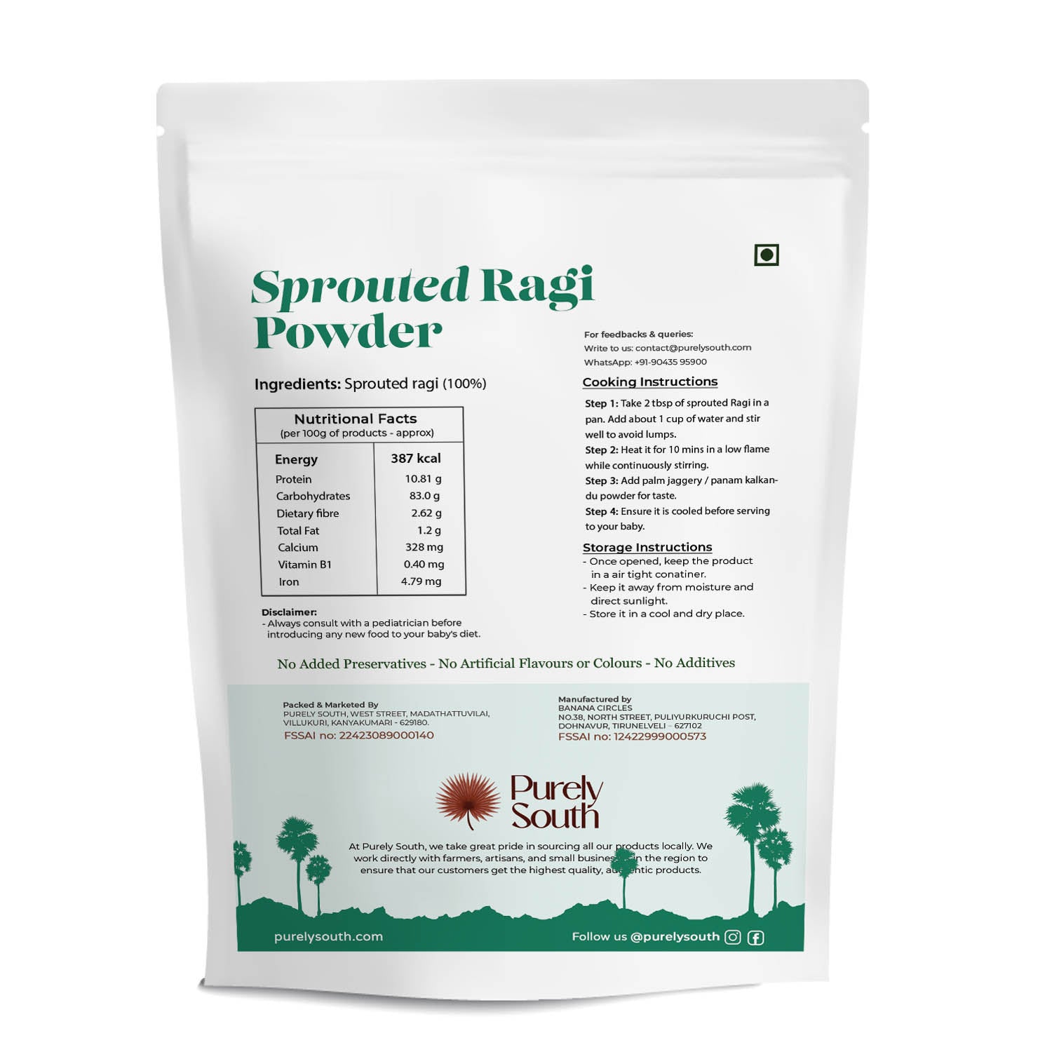Sprouted Ragi Powder for Babies | Porridge Mix Baby Food